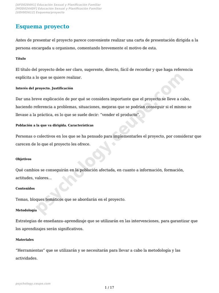 Esquema Proyecto | PDF | Evaluación | Planificación