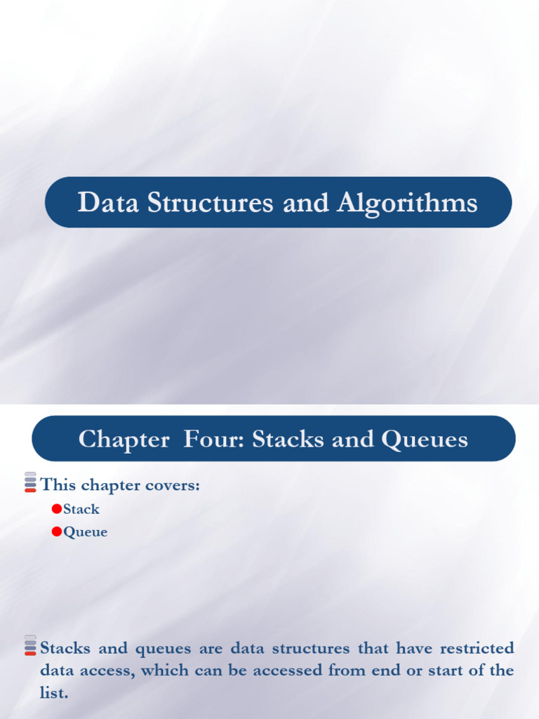 Chapter 4 & 5 - Stacks and Queues | PDF | Queue (Abstract Data Type ...