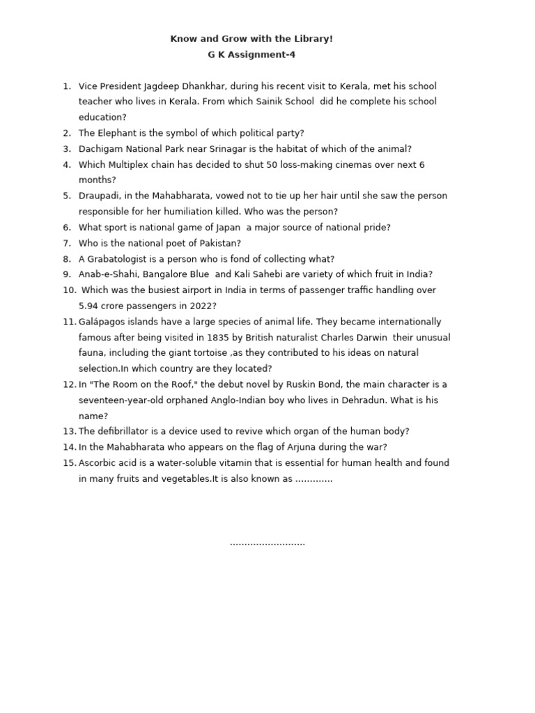 Know and Grow with the Library! assignmentttttttttttttttt | PDF