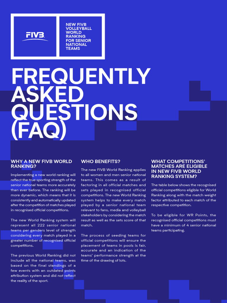 FIVB World Ranking - FAQ | PDF
