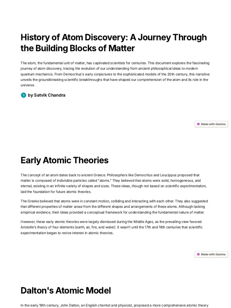 History of Atom Discovery A Journey Through The Building Blocks of ...