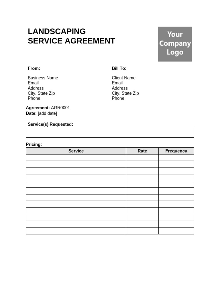 Landscaping Service Agreement Template | PDF | Business | Law