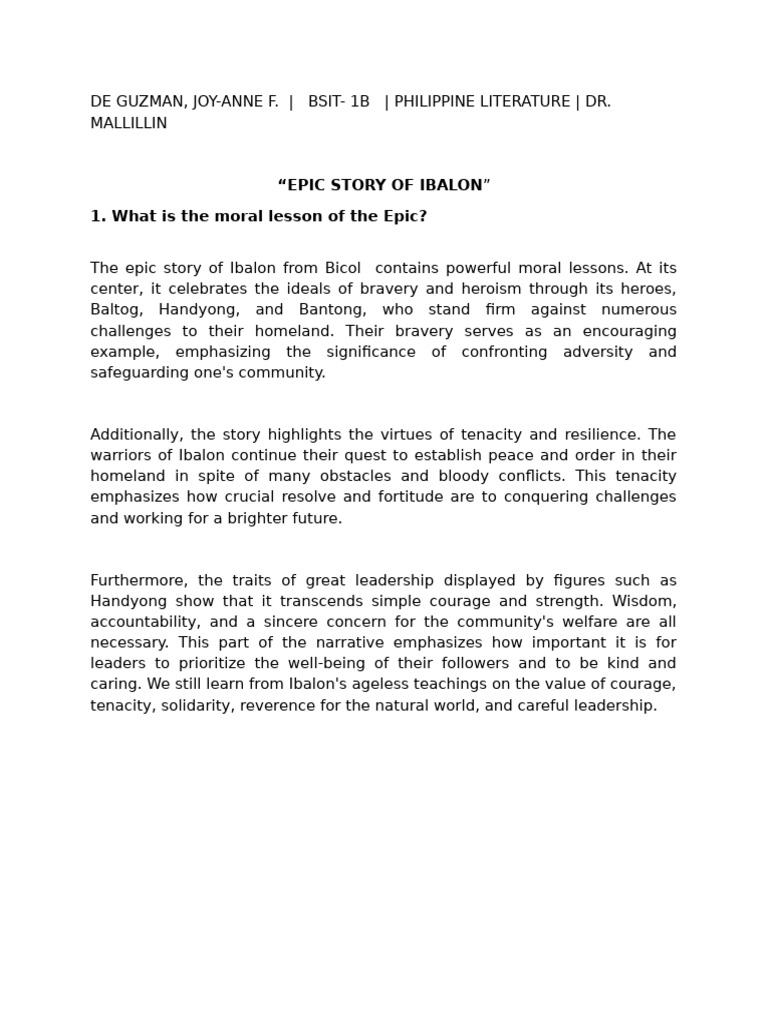 Ibalon Learning Output | PDF | Courage | Hero