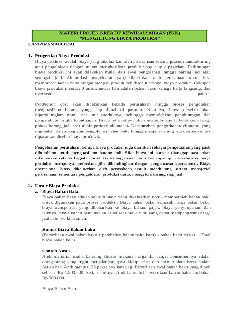 MATERI Biaya Produksi | PDF