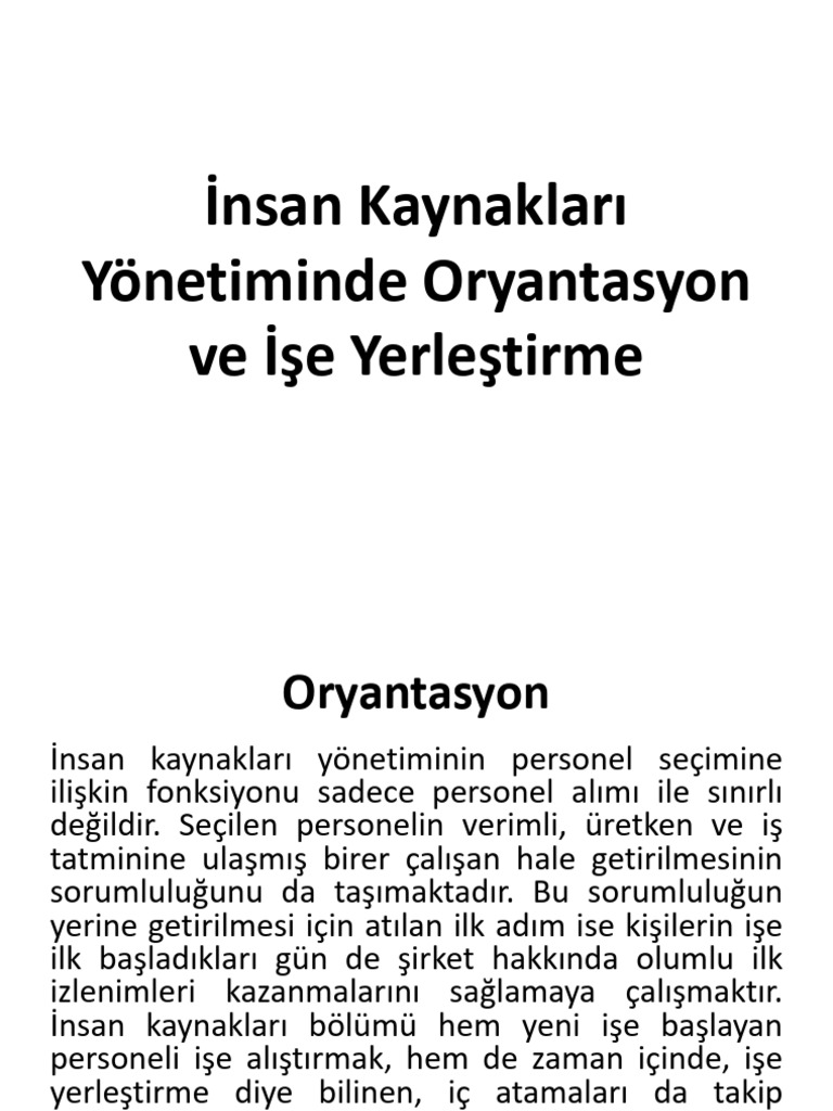İKY Oryantasyon Ve İşe Yerleştirme | PDF