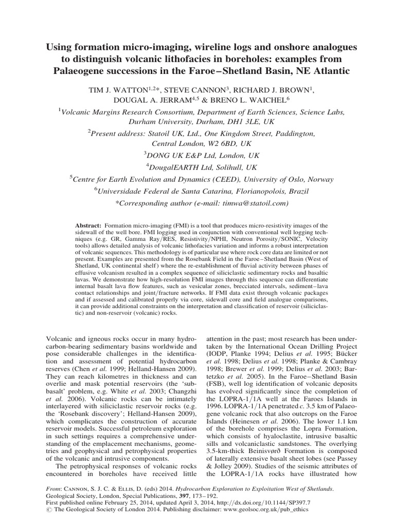 Using Formation Micro-Imaging, Wireline Logs and onshore analogues to ...