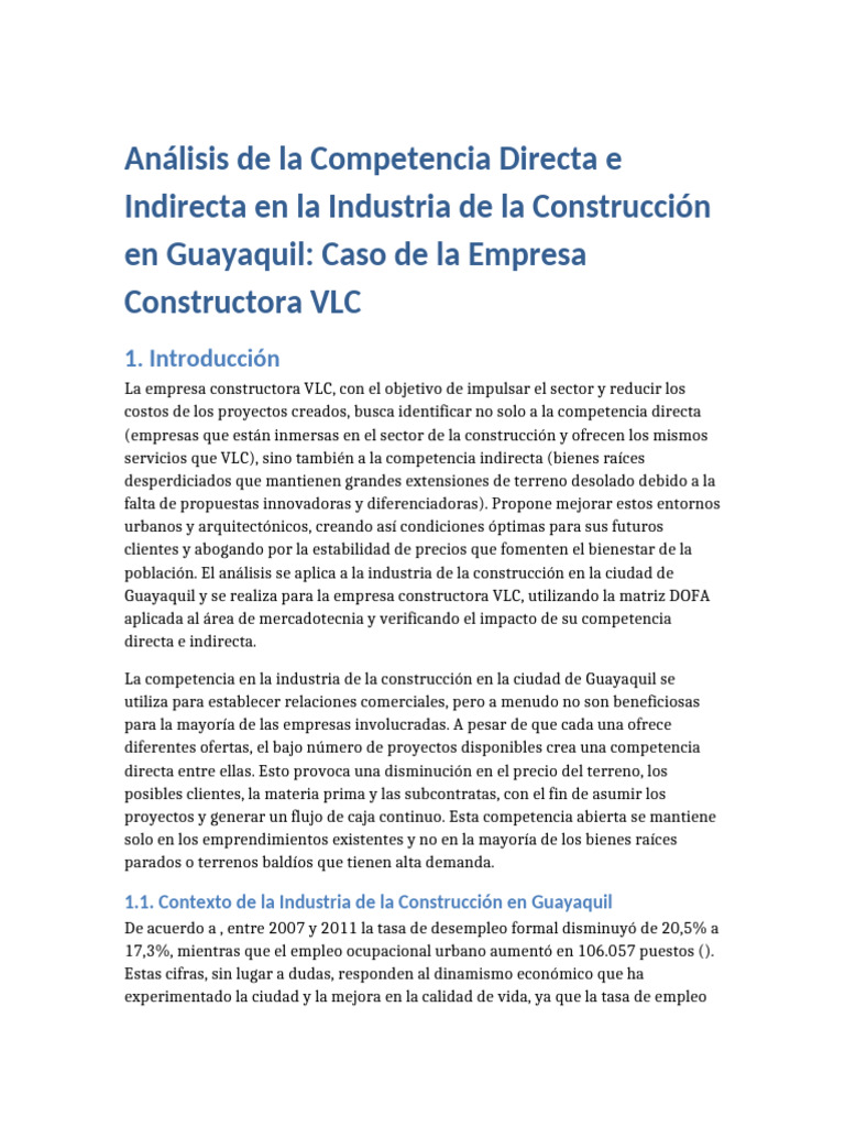 Análisis de La Competencia Directa e Indirecta en La Industria de La ...