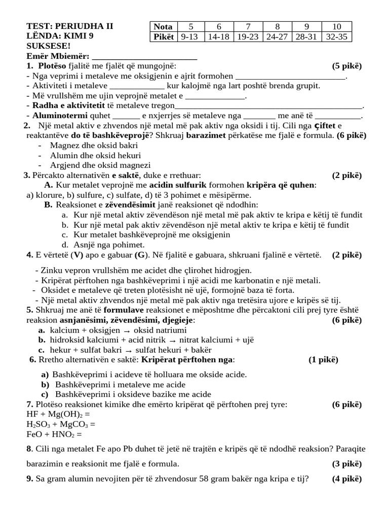 TEST - Kimi 9 Periudha 2 | PDF