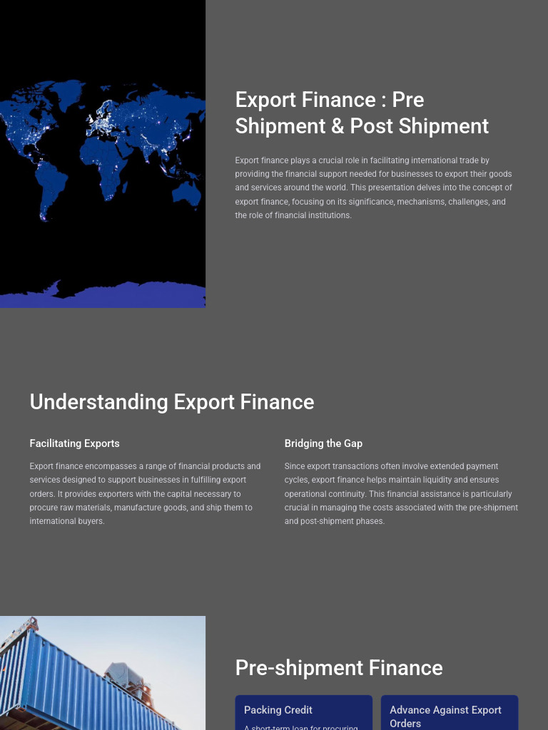 Export Finance Pre Shipment and Post Shipment | PDF | Credit | Finance ...