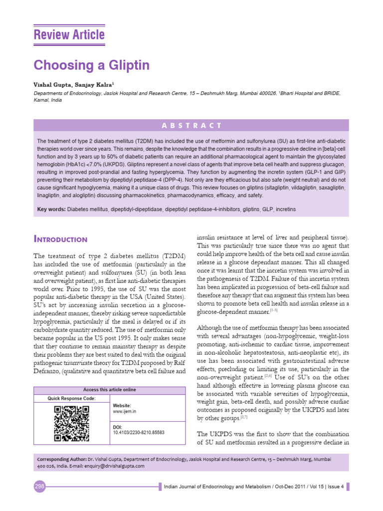 Choosing A Gliptin | PDF | Enzyme Inhibitor | Insulin