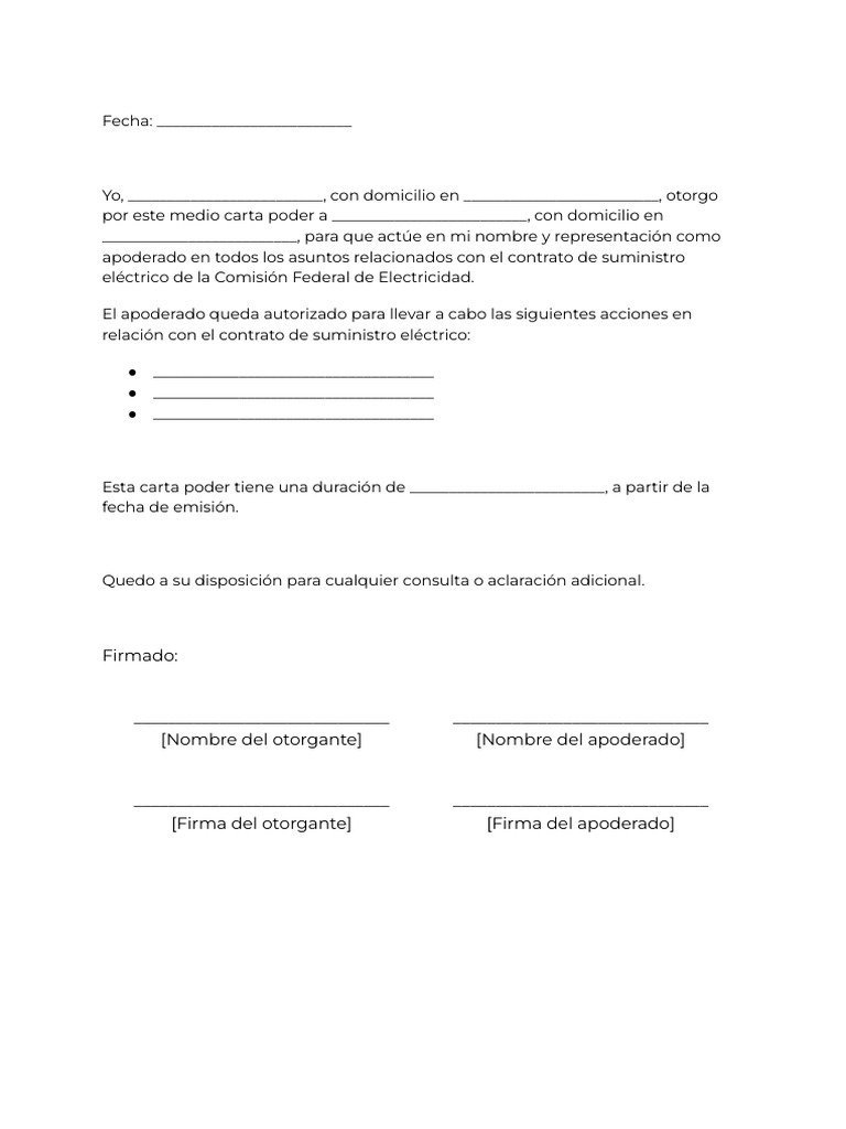 Carta Poder Cfe | PDF