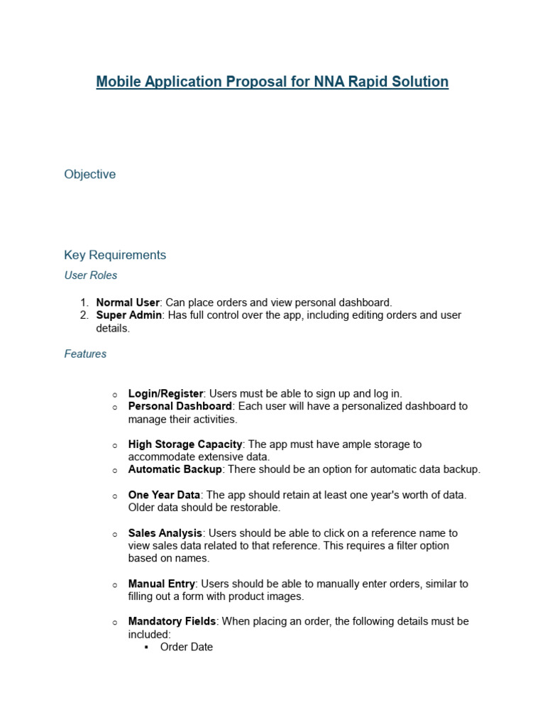 Mobile Application Proposal For NNA Rapid Solution: Objective | PDF ...