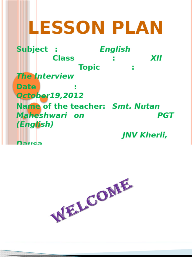 English Lesson Plan: The Interview | PDF