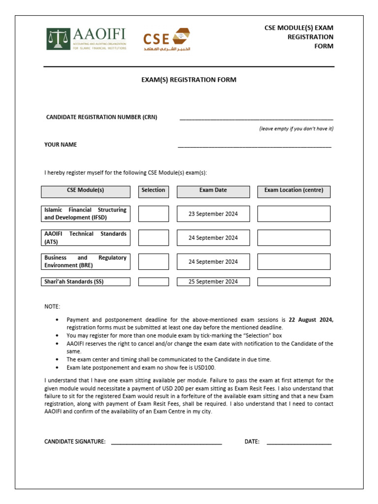CSE Exam Registration Form September 2024 | PDF | Business