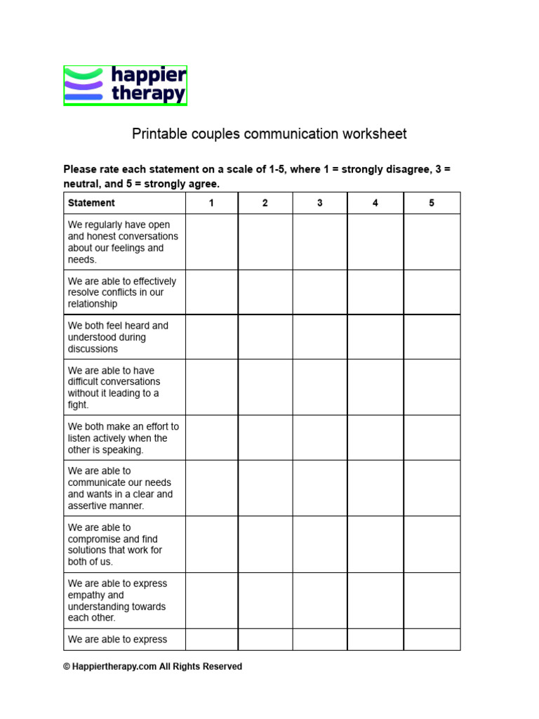 Couples Communication Worksheet | PDF