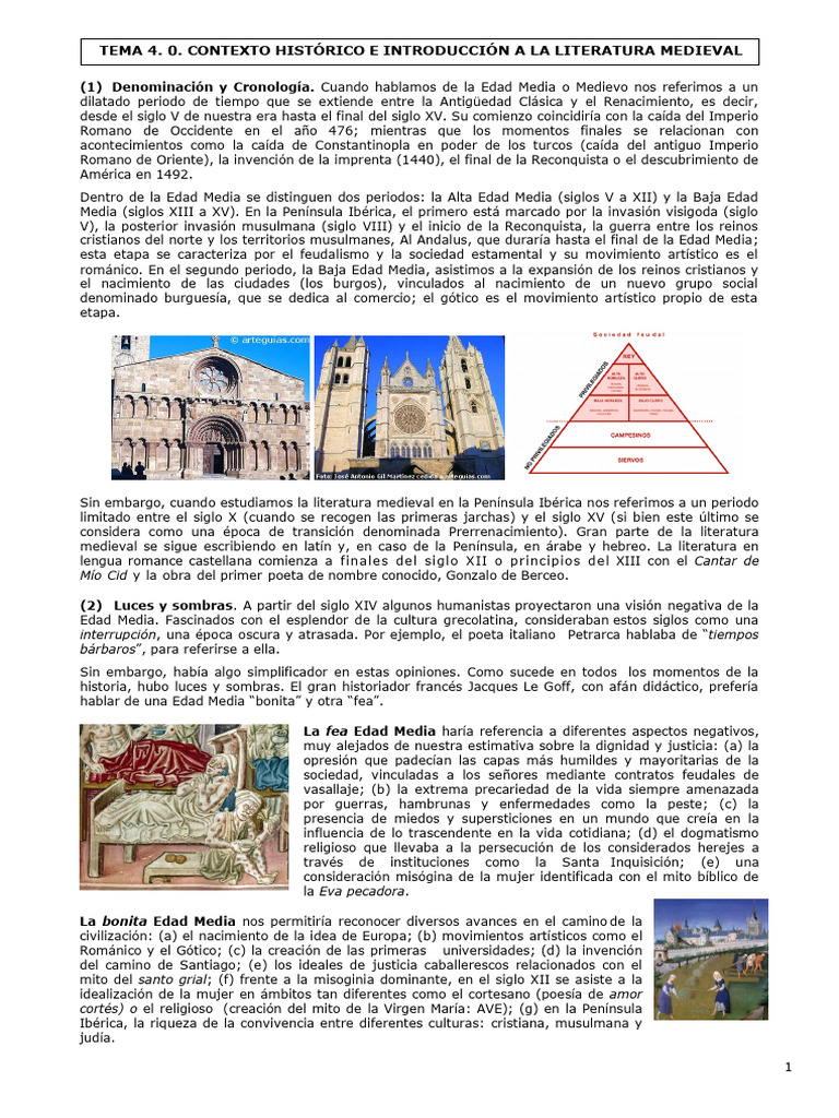 Historia y Literatura de la Edad Media | PDF | Edades medias | Lengua ...