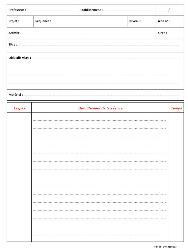 Fiche Vierge Modele n2 Téléchargé Sur @français213-1 | PDF