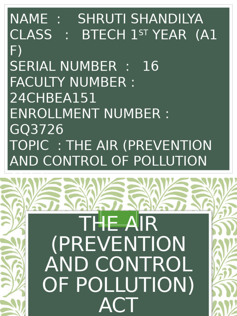 The Air Prevention and Control of Pollution Act | PDF
