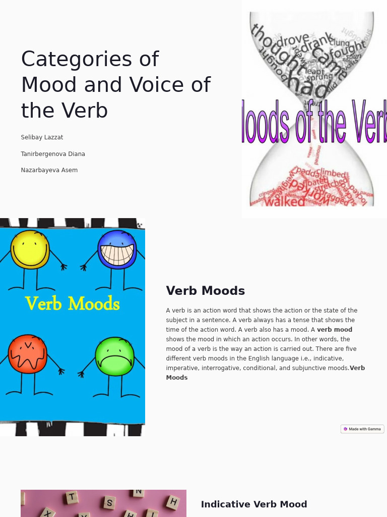 Categories of Mood and Voice of The Verb | PDF | Verb | Subject (Grammar)