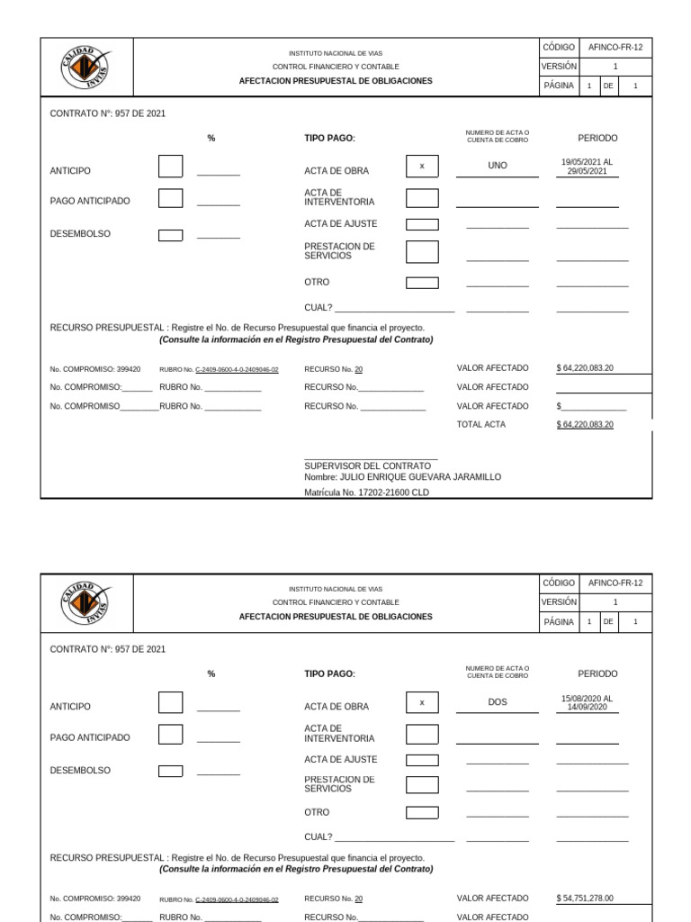 Formato Invias | PDF | Economias