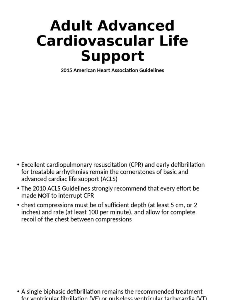 Adult Advanced Cardiovascular Life Support | PDF | Cardiopulmonary ...