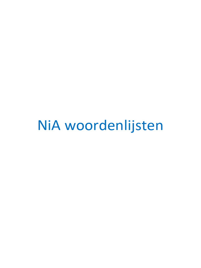 NiA-woordenlijst H1 | PDF