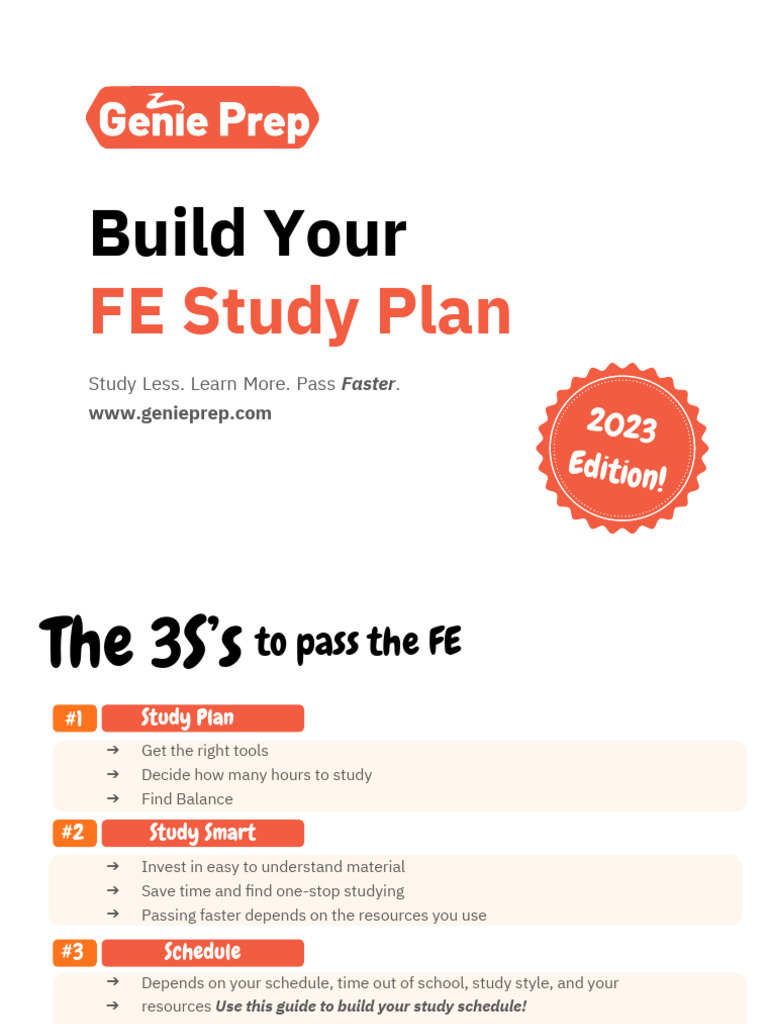 FE Exam Study Plan 2023 Genie Prep.01 | PDF | Engineering | Science