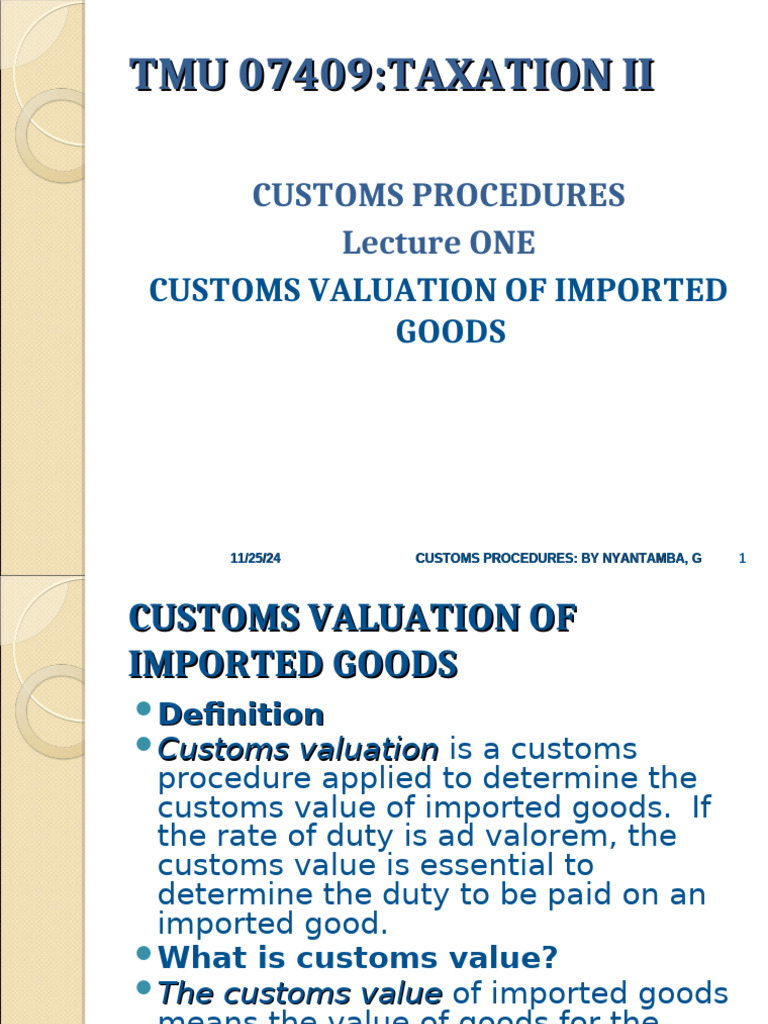 Customs Valuation Principles | PDF | Ad Valorem Tax | Sales