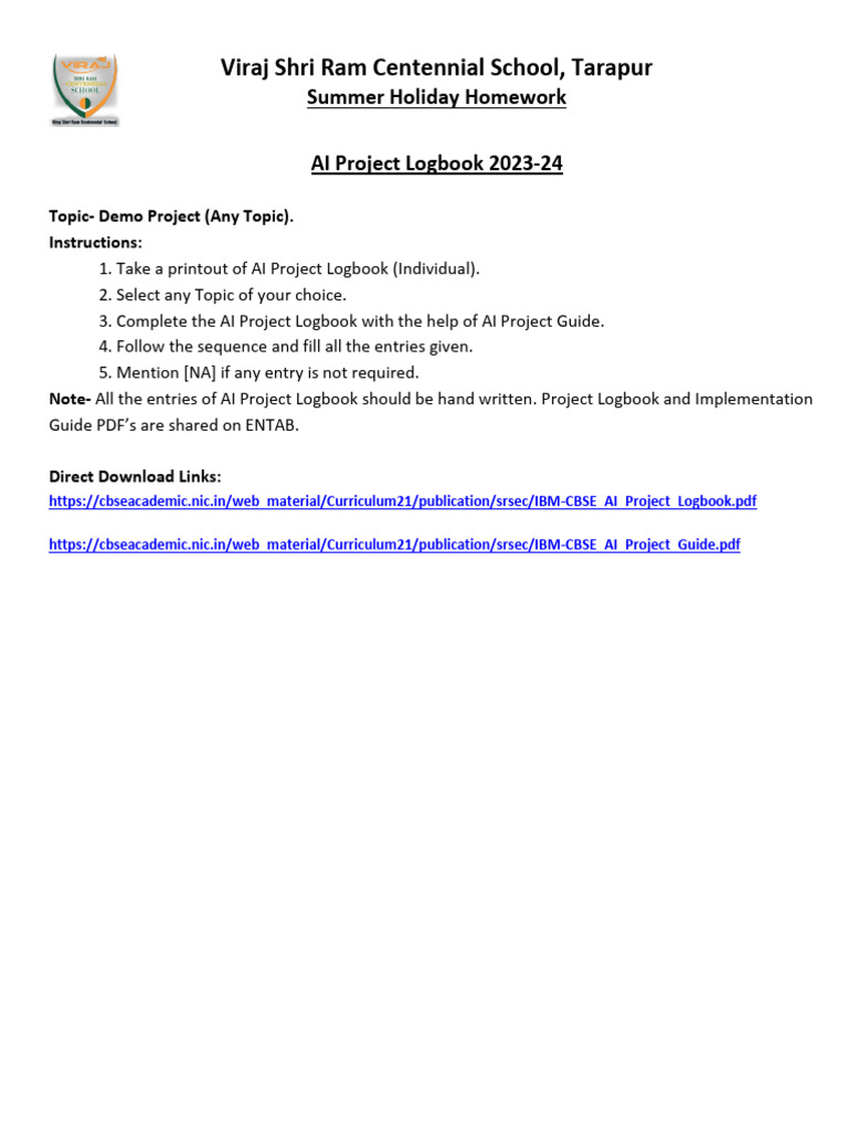 AI Project Logbook | PDF
