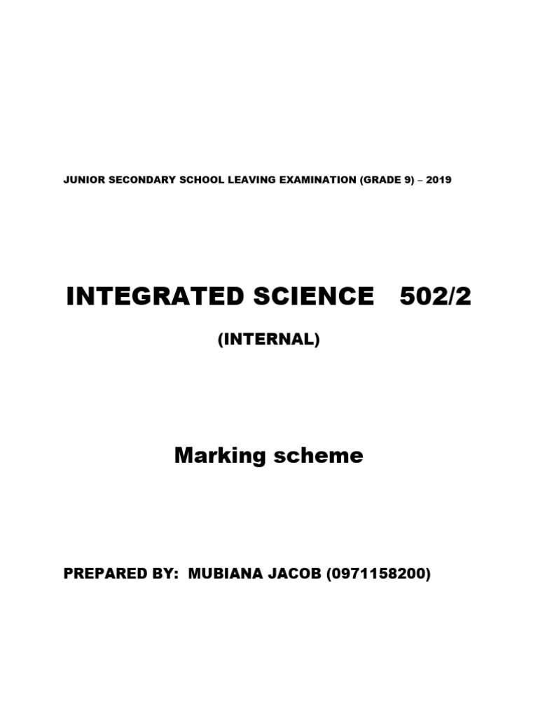 2019 Integrated Science P2 Marking Key | PDF | Photosynthesis | Oxygen