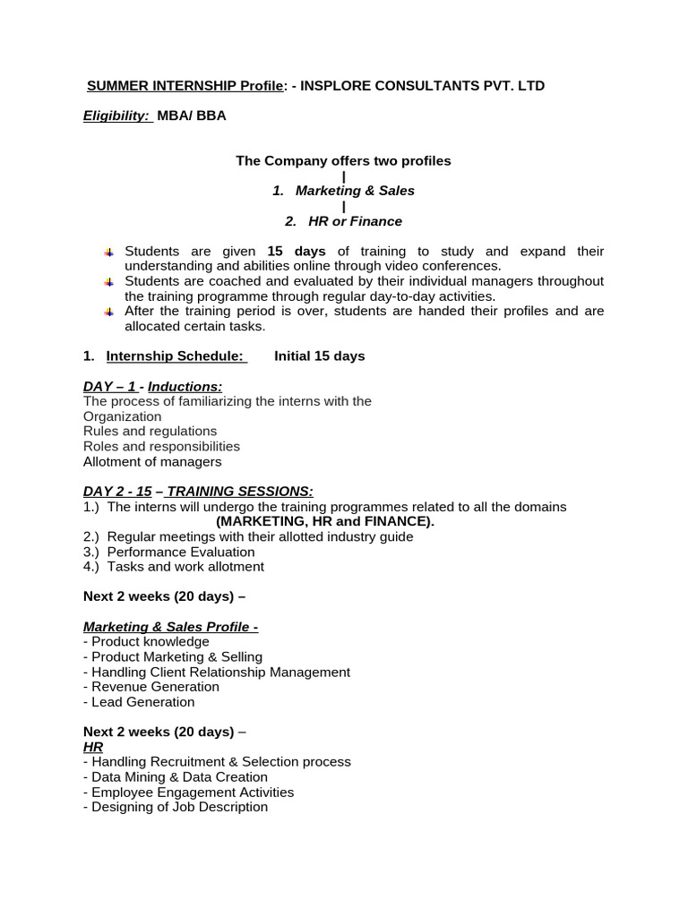 Insplore Internship | PDF | Career & Growth | Business