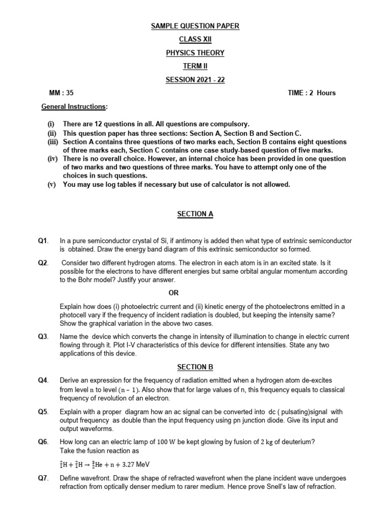 2022 (V 2) SAQ & 5 Board QN Pprs | PDF | Refraction | Diffraction
