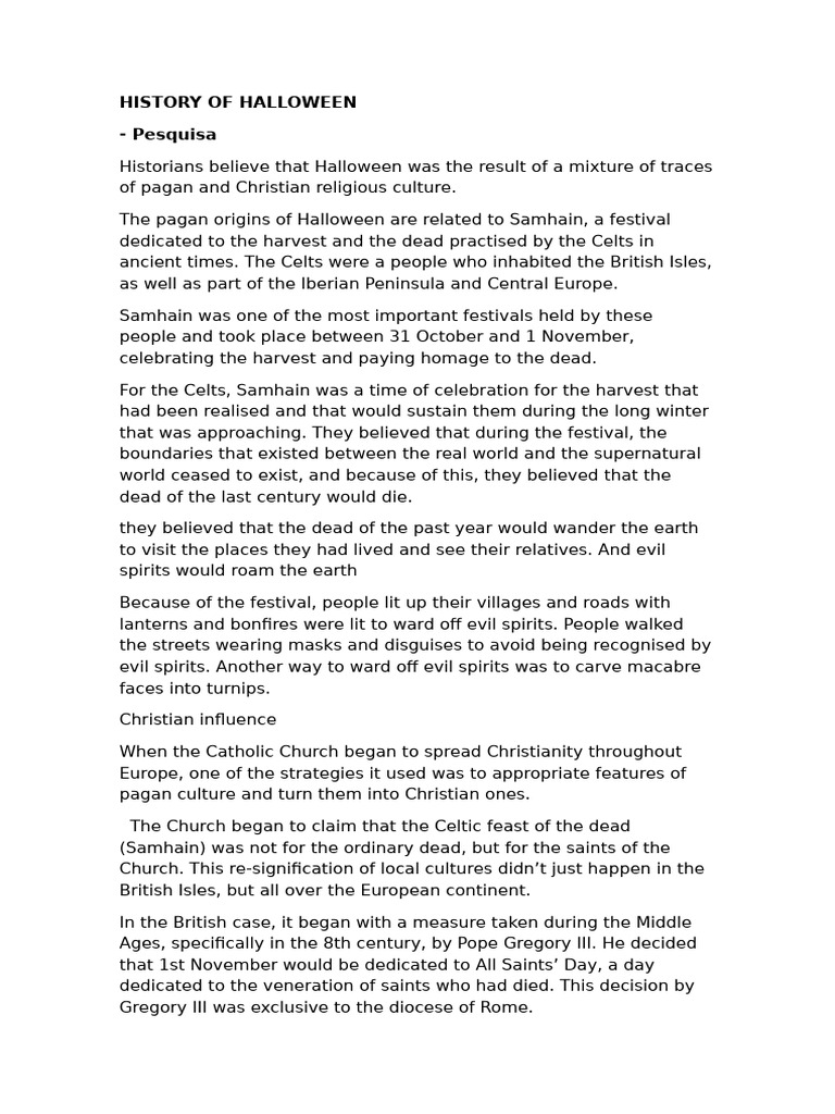 Origins and Evolution of Halloween | PDF | Halloween | Veneration Of ...