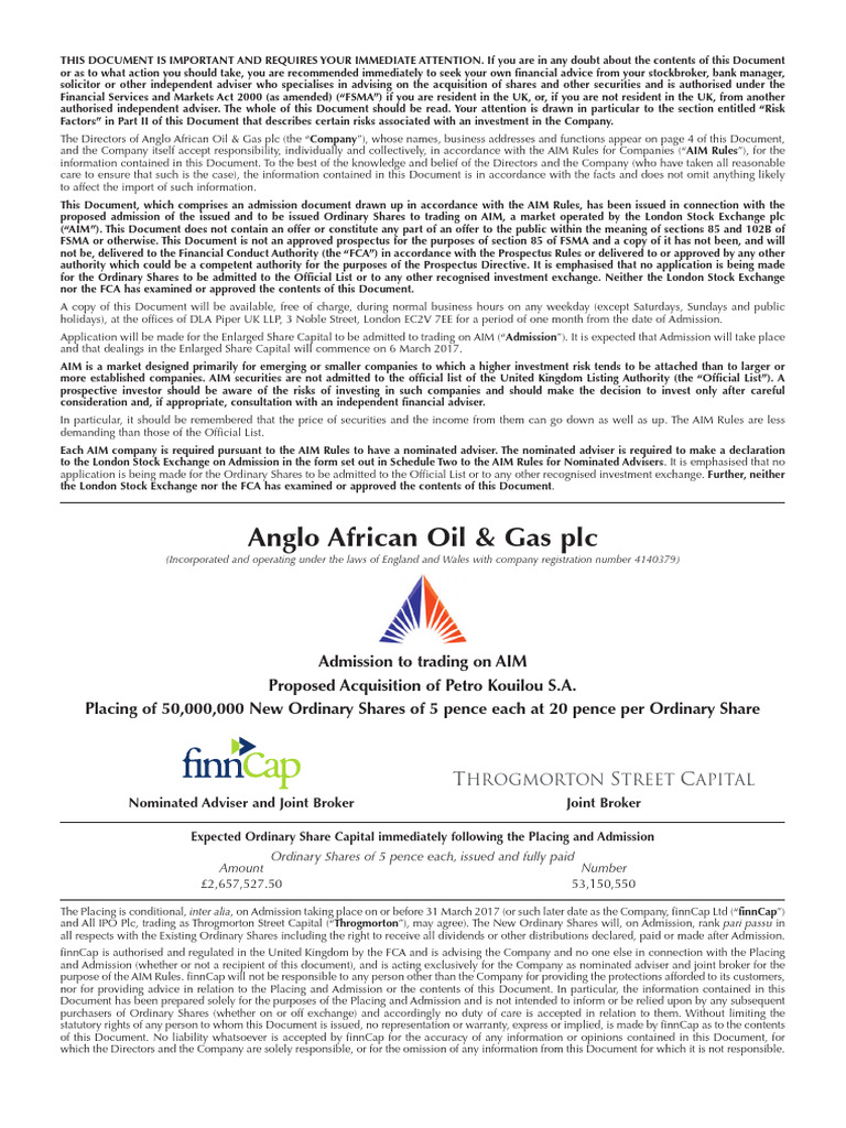 2017-03-03 - Project Gazelle - Admission Document | PDF | Petroleum ...