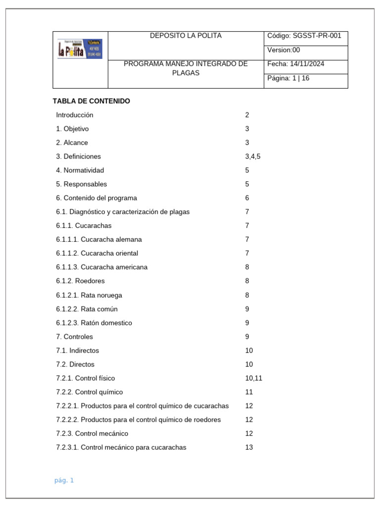 Programa de Control de Plagas | PDF | Pesticida | Insectos