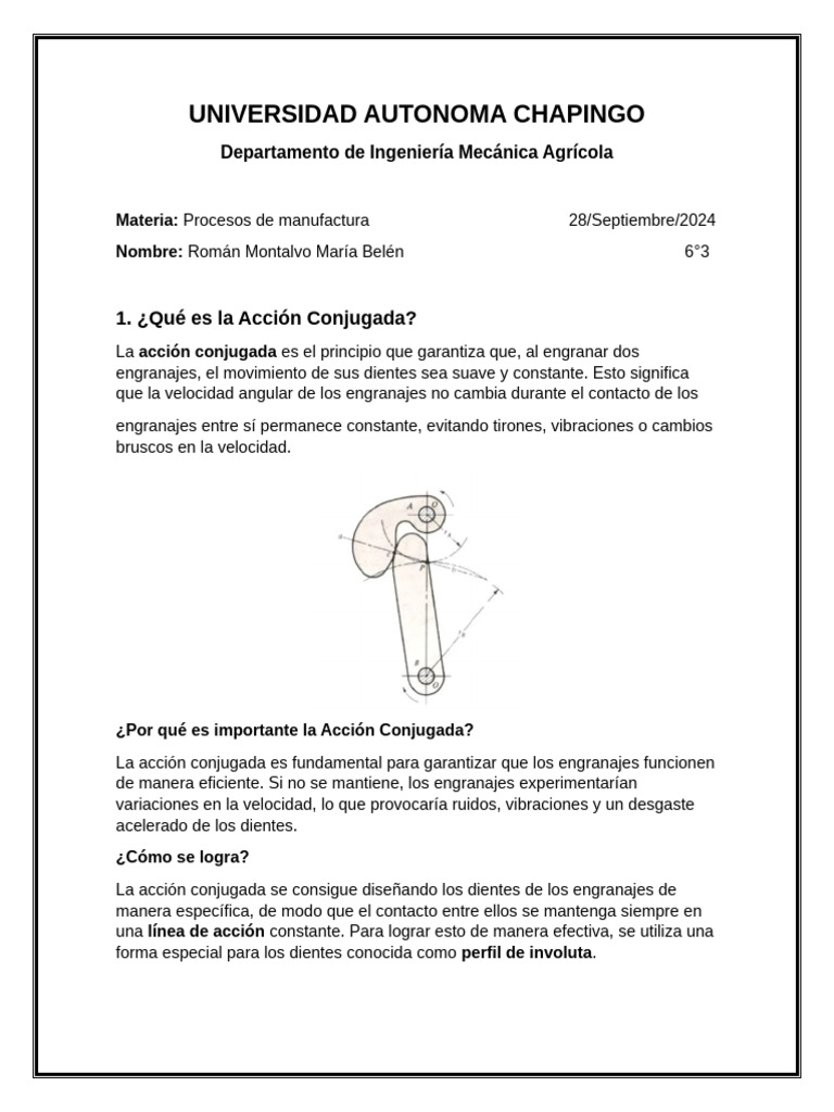 Acción Conjugada Y Perfil De Involuta Pdf Engranaje Ingeniería