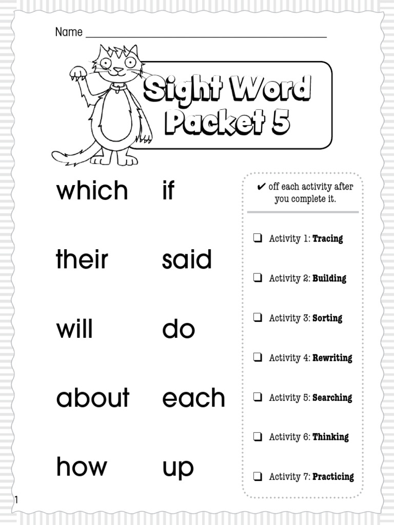 Sight Word Packet 5 | PDF
