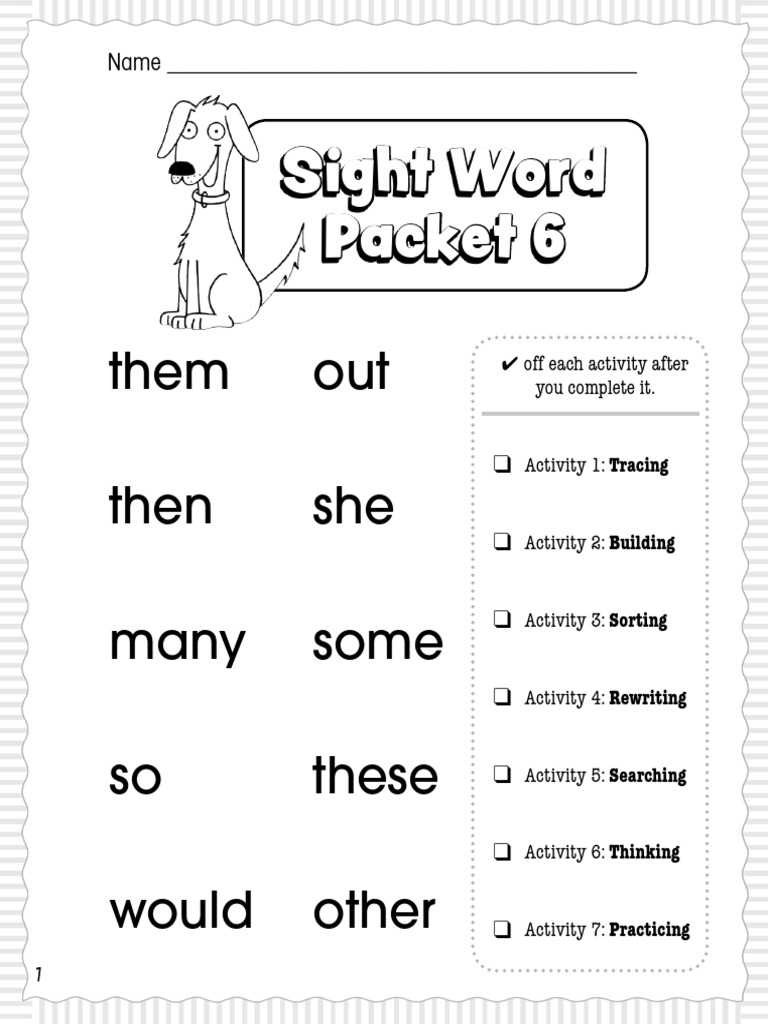 Sight Word Packet 6 | PDF | Self-Improvement