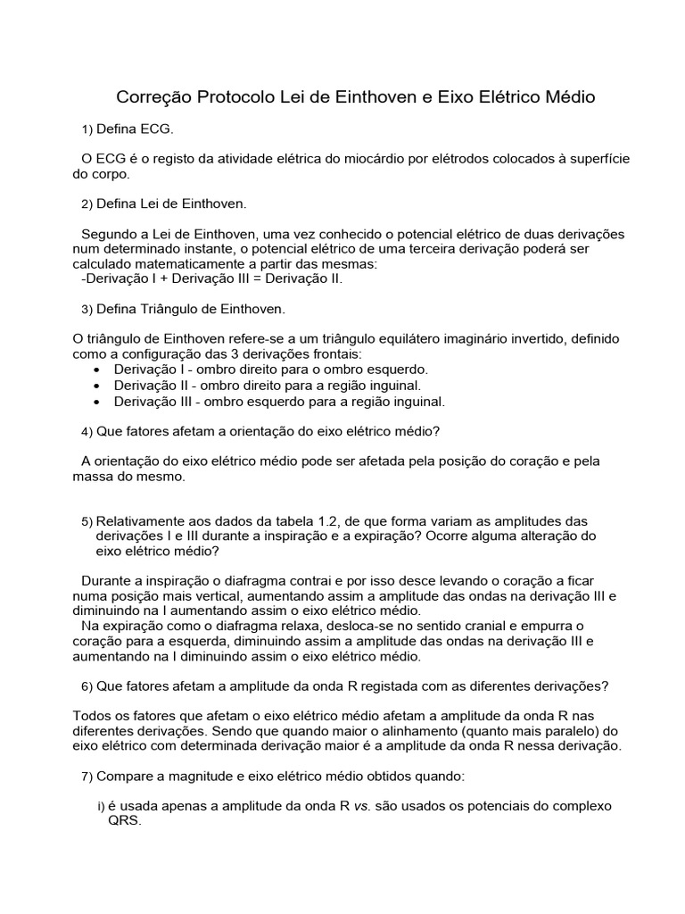 Correção da Lei de Einthoven no ECG | PDF | Ondas | Eletrocardiografia