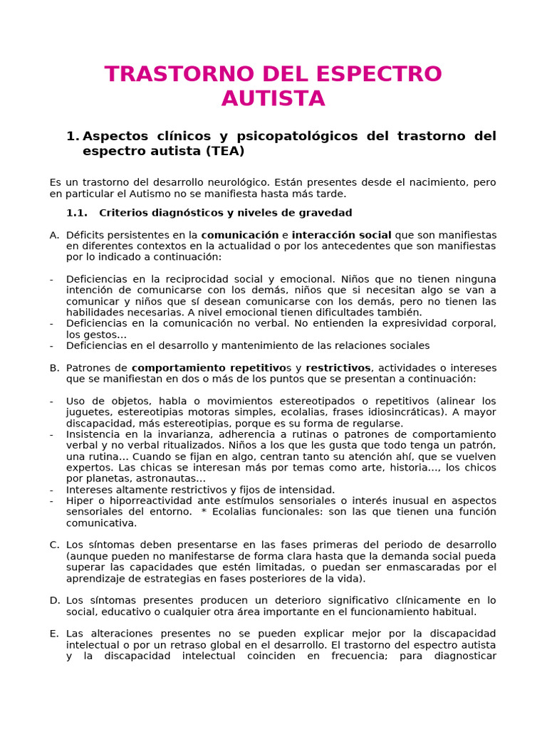 Trastorno Del Espectro Autista | PDF | Espectro autista | Síndrome de Asperger
