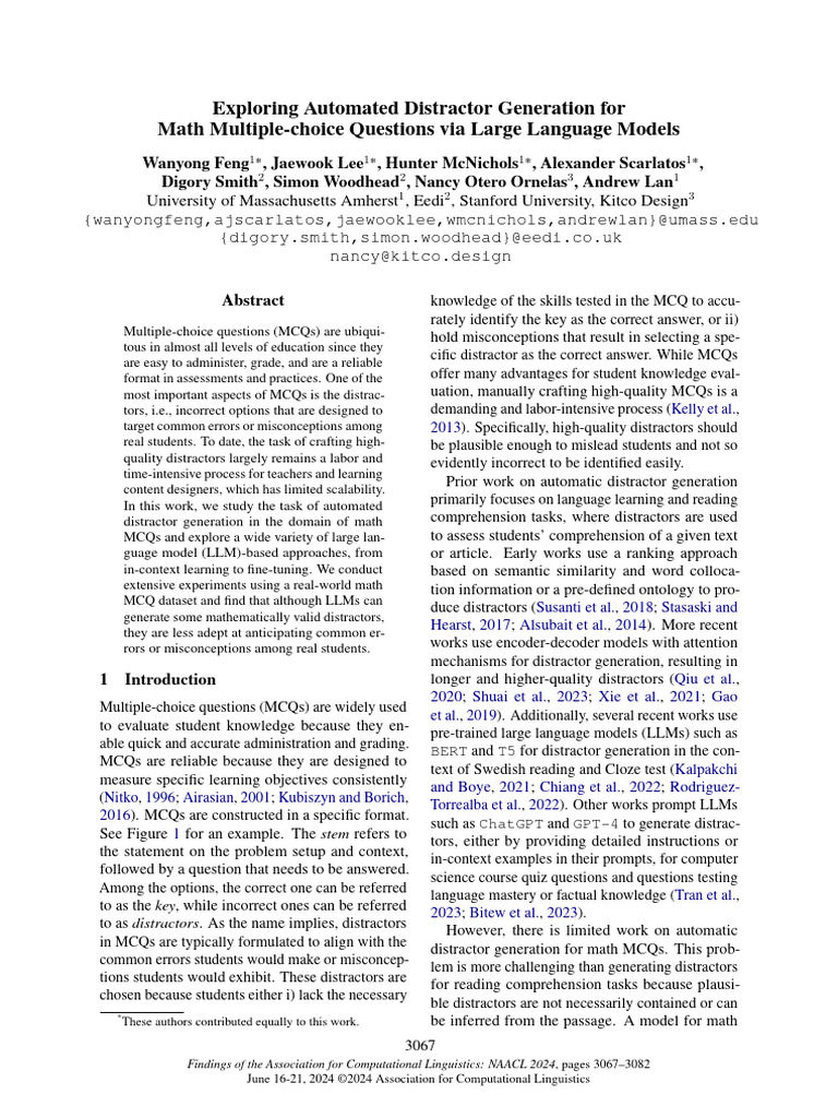Exploring Automated Distractor Generation for | PDF | Multiple Choice ... Exploring Automated Distractor Generation for | PDF | Multiple Choice ...