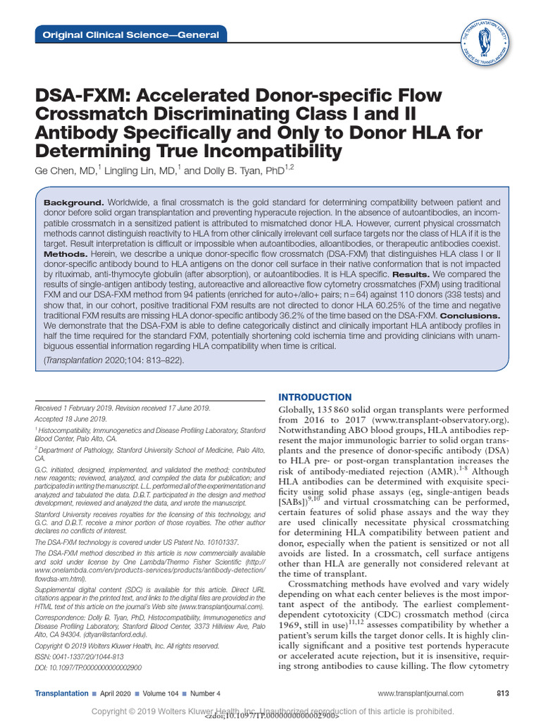 Dsa FXM Accelerated Donor Specific Flow.26 | PDF | Human Leukocyte Antigen | Antibody