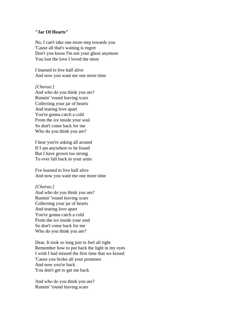 Jar of Hearts | PDF | Poetry