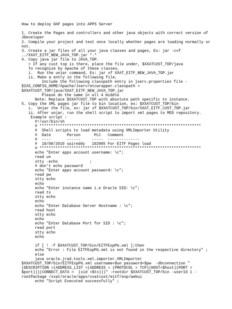 Deploying OAF Pages to APPS Server | PDF | Computing | System Software