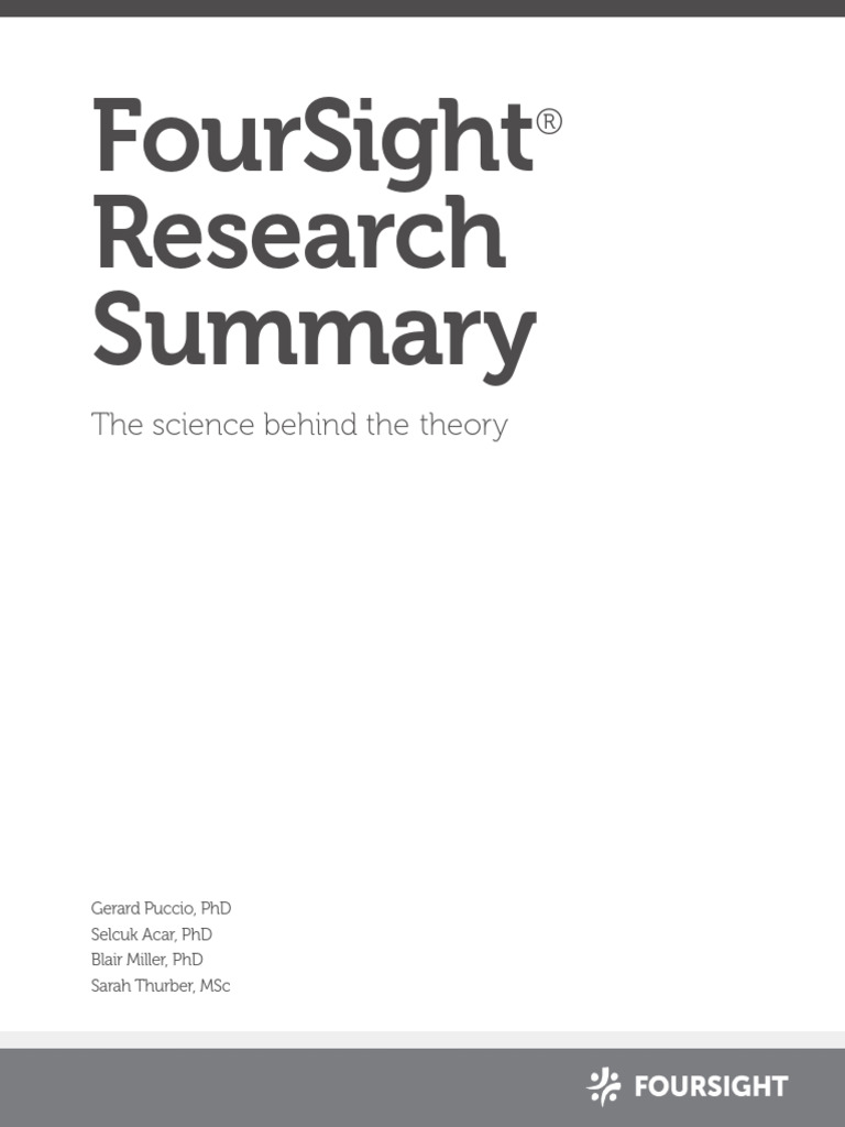 Foursight Research Summary 200517 | PDF | Creativity | Cronbach's Alpha