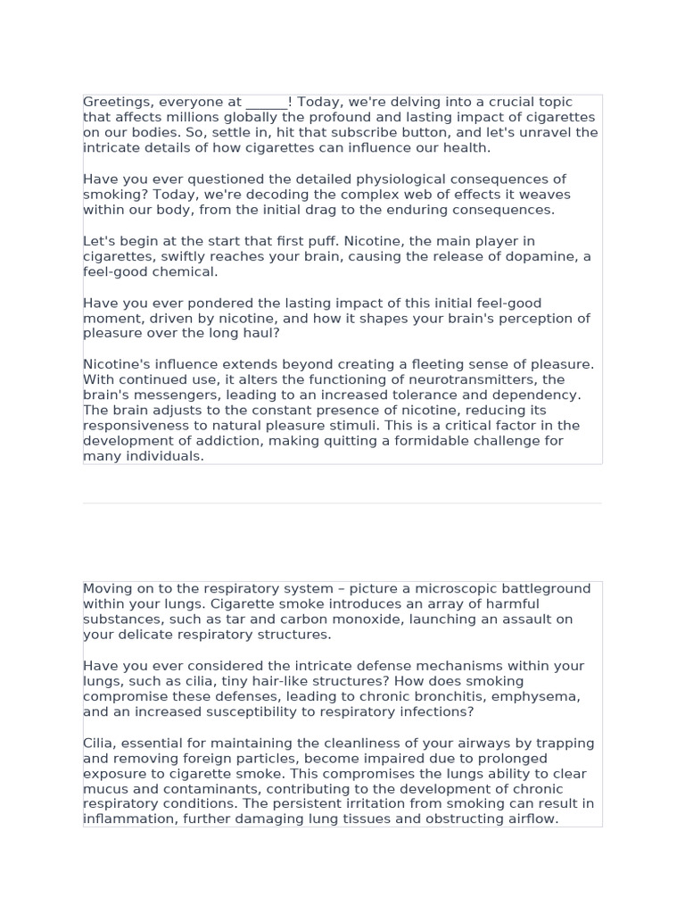 How Cigarettes Affect Our Body | PDF | Cardiovascular Diseases | Stroke