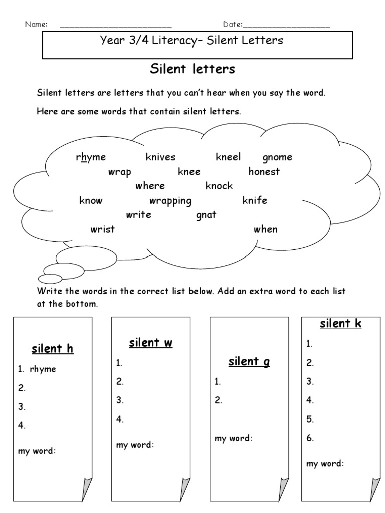 Silent Letters Activity 4 | PDF