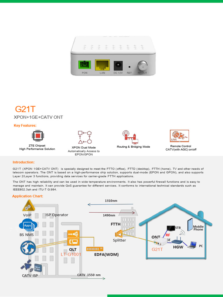 G21T (1GE+CATV) Datasheet | PDF | Information And Communications Technology | Computer Networking