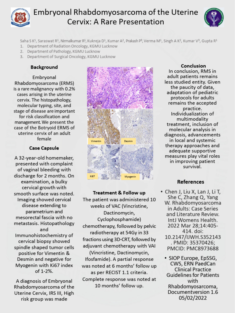 Embryonal Rhabdomyosarcoma Poster | PDF | Cervical Cancer | Causes Of Death