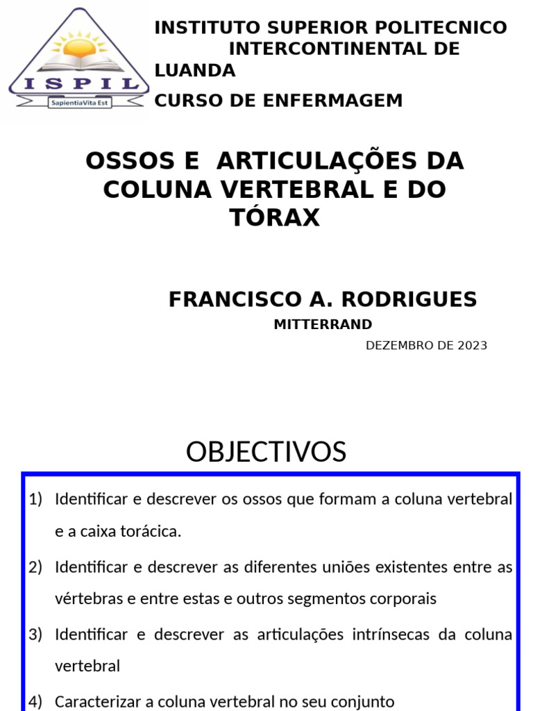 Ossos e Articulações do Tronco | PDF | Coluna vertebral | Vértebra